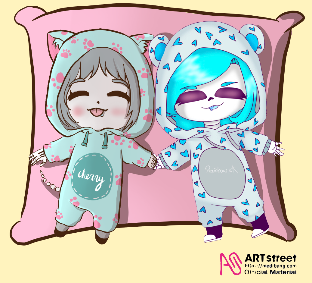 collab with ．Rainbow the Skeleton UwU． Cherry 🍒 - Illustrations ART street