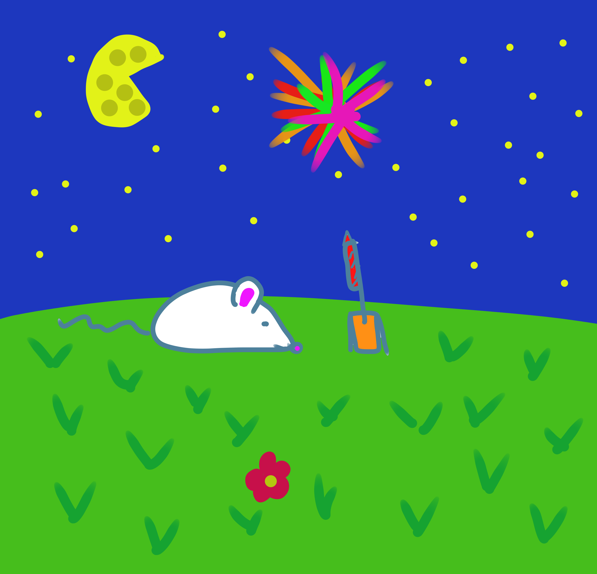 New Year rat with firework TurTus - 插图 ART street