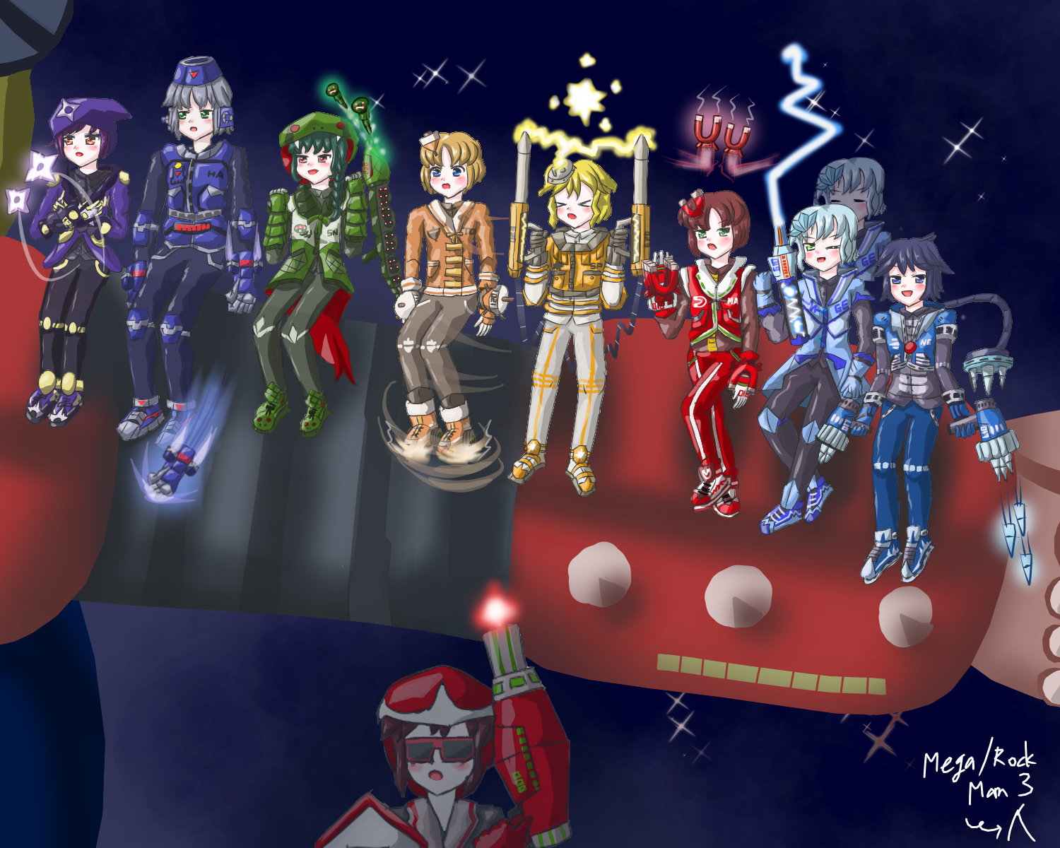 MegaMan 3 as humans F Cherry - Illustrations ART street