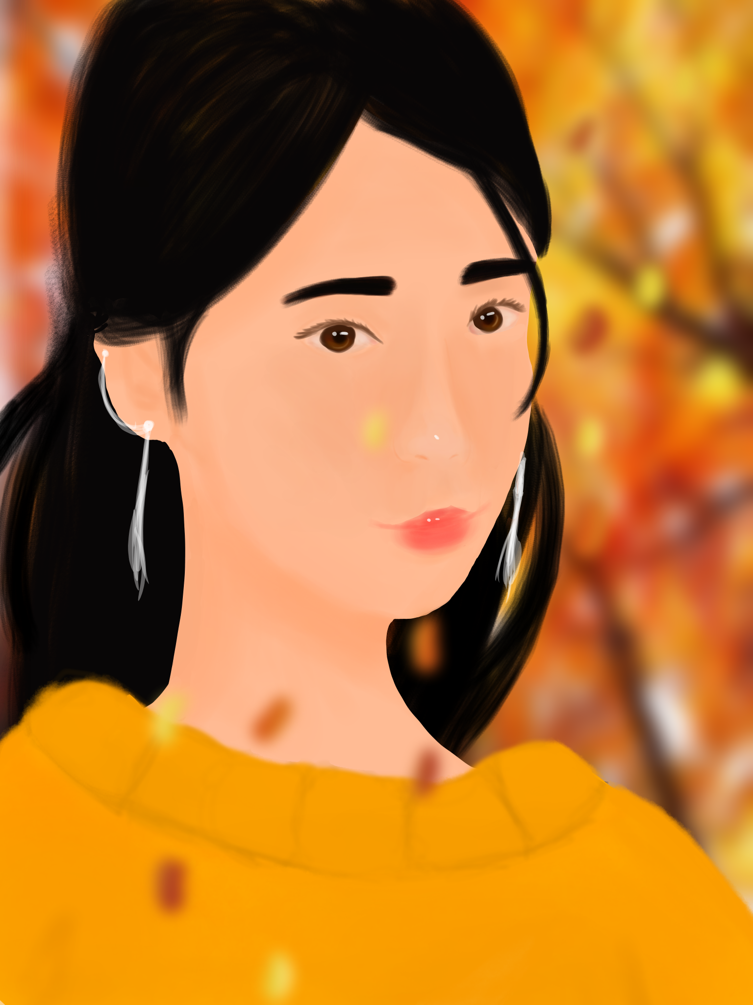 Girl Falling Leaves sencha - Illustrations ART street