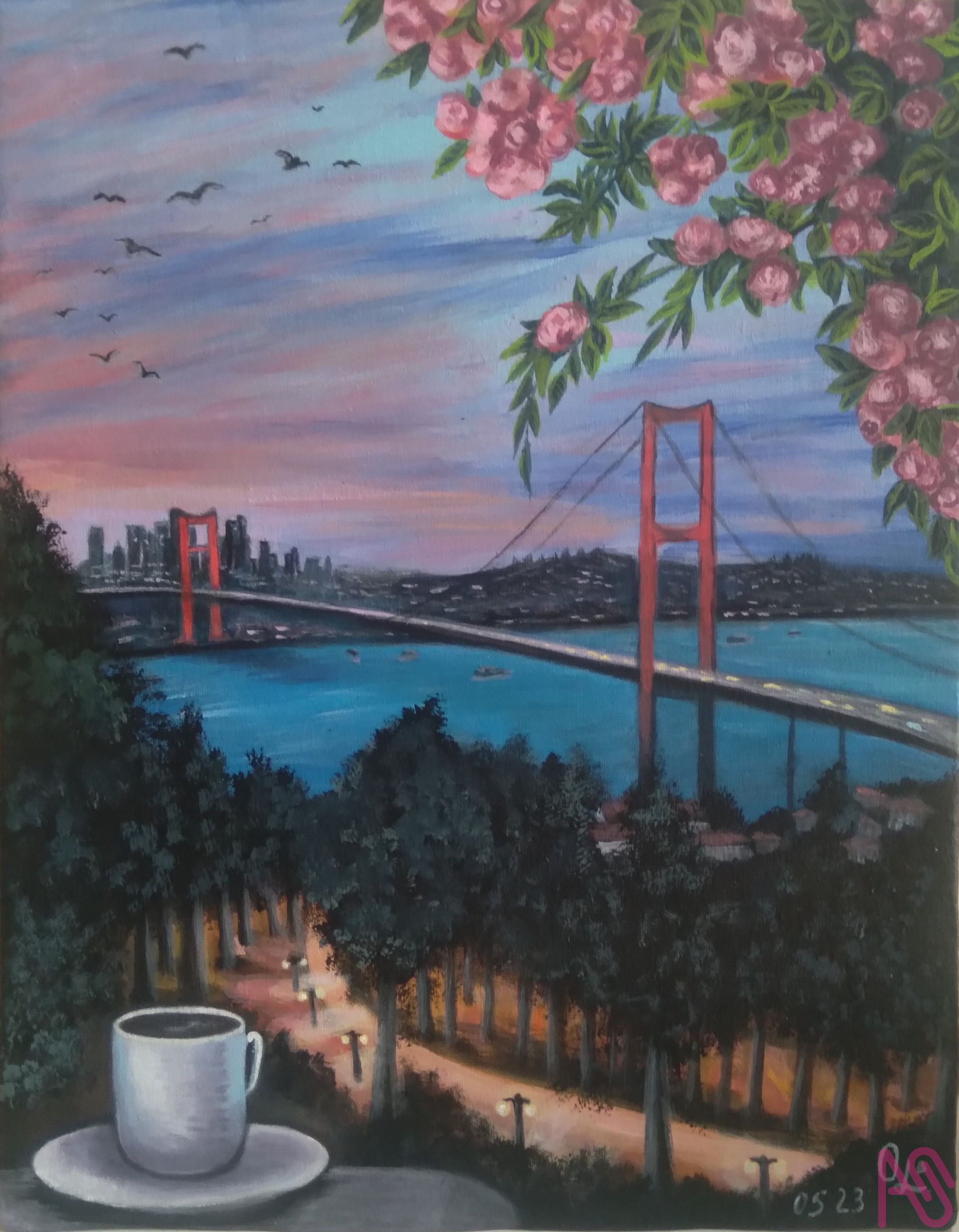 Рассвет над мостом Olena Lisova - Illustrations ART street