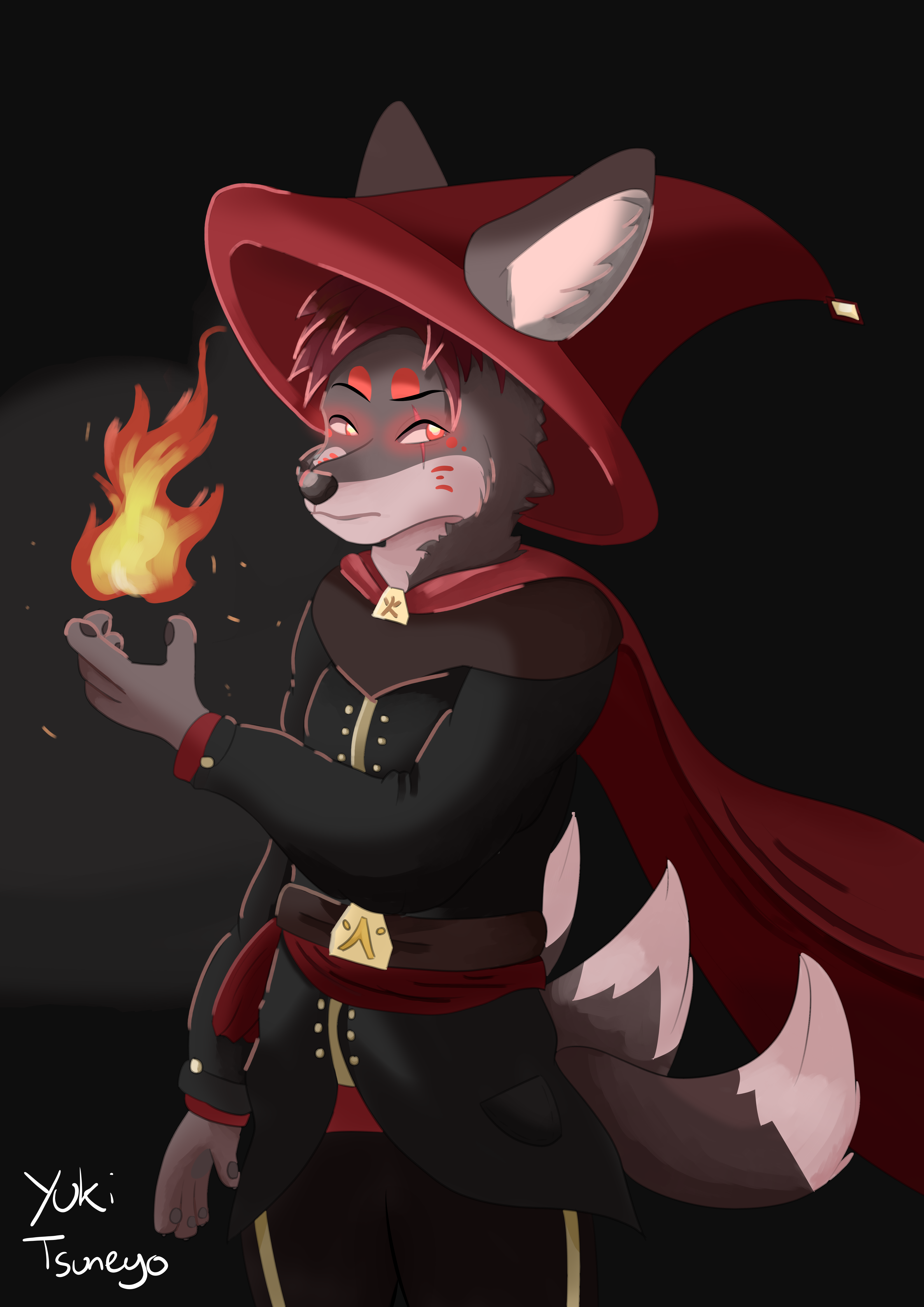 Wolf Furry Magic Wizard Sorcerer Holding A Glowing Lantern Standing
